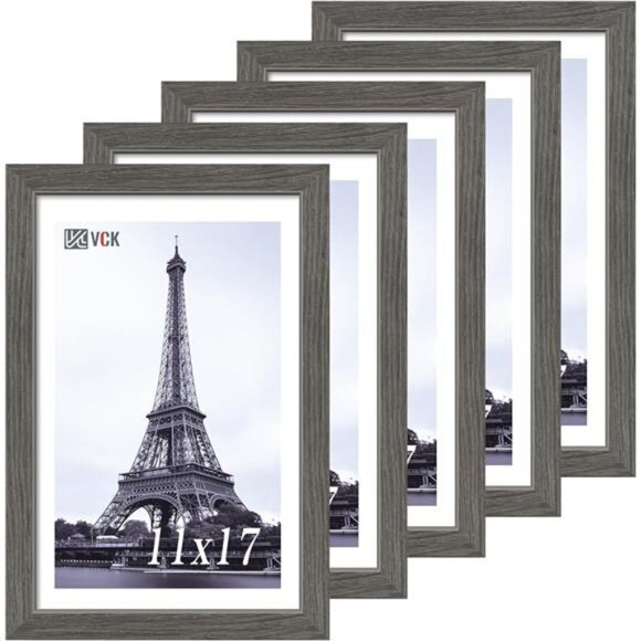 Wall Decor | New 11x17 Picture Frame 5 Pack Gray Solid Wood Poster ...
